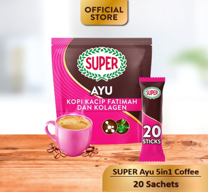 SUPER Ayu 5in1 Coffee with Kacip Fatimah and Collagen, 20 sticks [HALAL ...