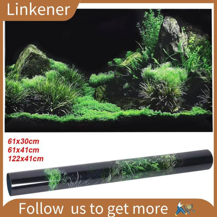 LINKENER 1Pcs Fish Seafloor Aquarium Background Sticker Water Grass PVC ...