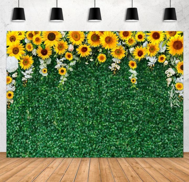 Green Leaves Backdrop Greenery Sunflower White Flower Spring Bridal ...