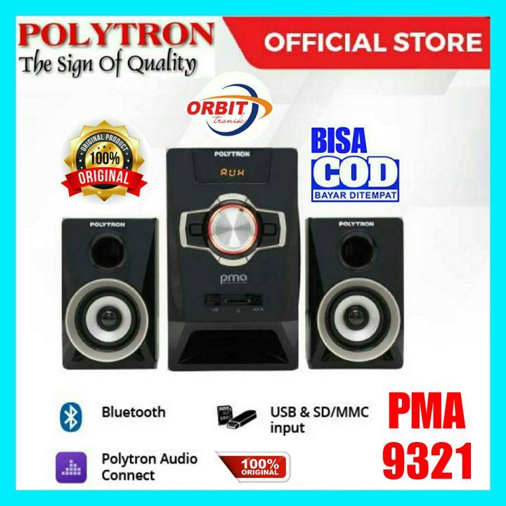 POLYTRON PMA 9321 / PMA9321 NEW PRODUCT 2021 [ SPEAKER BLUETOOTH / AUX IN/ USB /MMC /]-BLACK ...