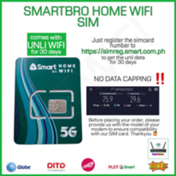 SMARTBRO HOME PLDT SIM FREE UNLI DATA FOR 30 DAYS | Lazada PH