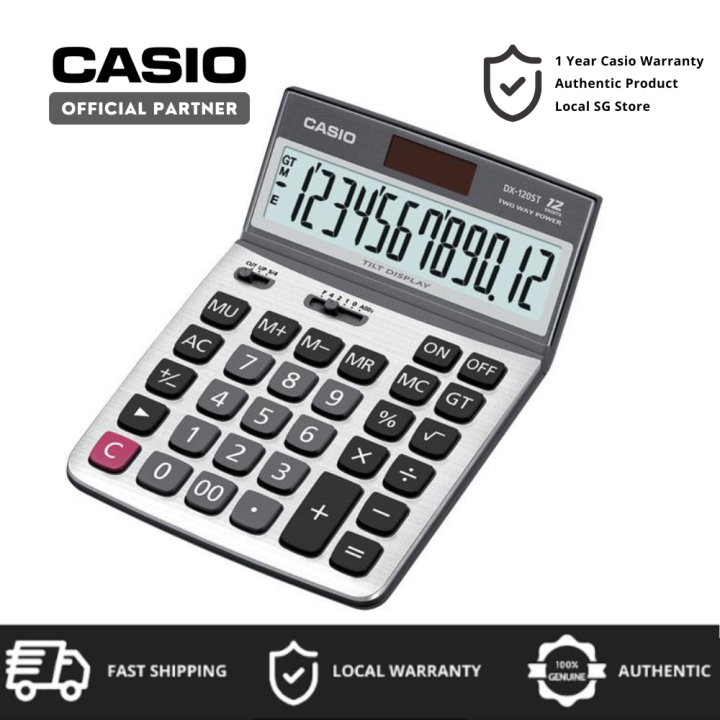 Casio DX-120ST 12 digits, Solar & Battery, Extra Large display ...