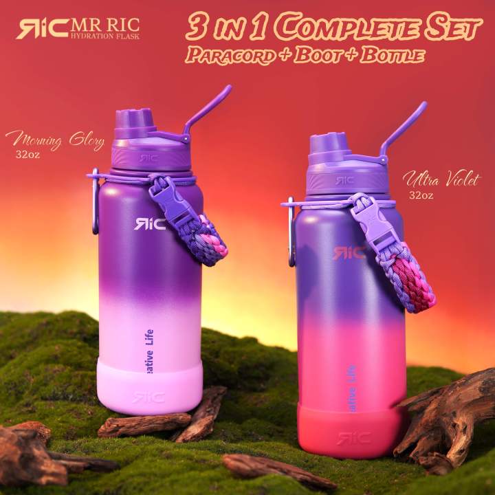 Mr Ric 3 in 1 Complete Set Paracord Handle & Silicone Boot Vacuum Flask ...