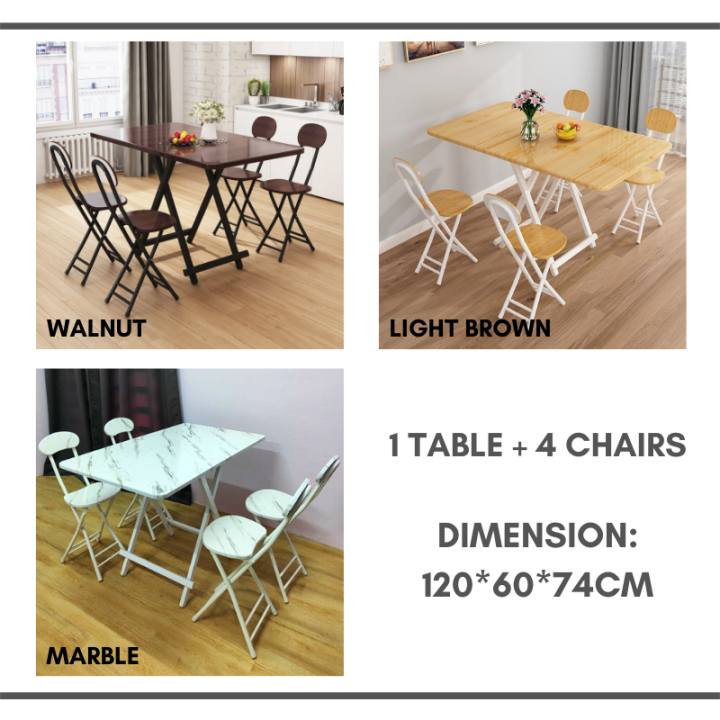 Vedourstyle Foldable Table Dining Table Folding Portable Table Meja ...