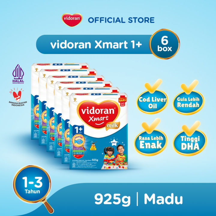 vidoran Xmart 1+ Madu 925gr Susu Formula Pertumbuhan Anak 1-3 Tahun - 6 ...