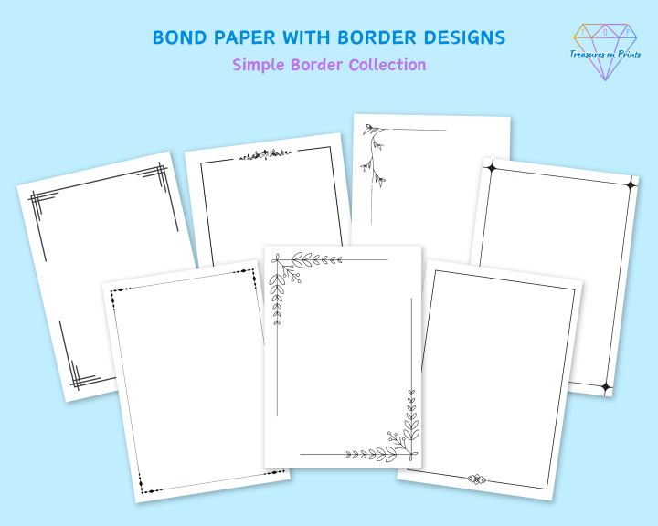 Short or A4 Paper One Bond Paper or Photo Paper with Simple Border ...