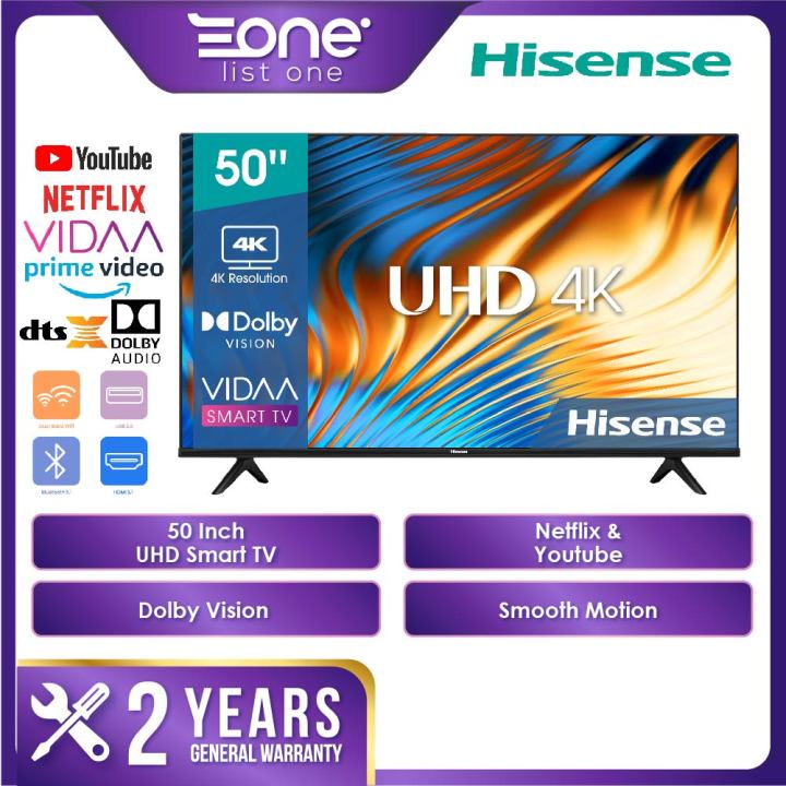 Hisense 50" 4K UHD SMART TV 50E6H | Dolby Vision Netlix | E6H Hisense ...