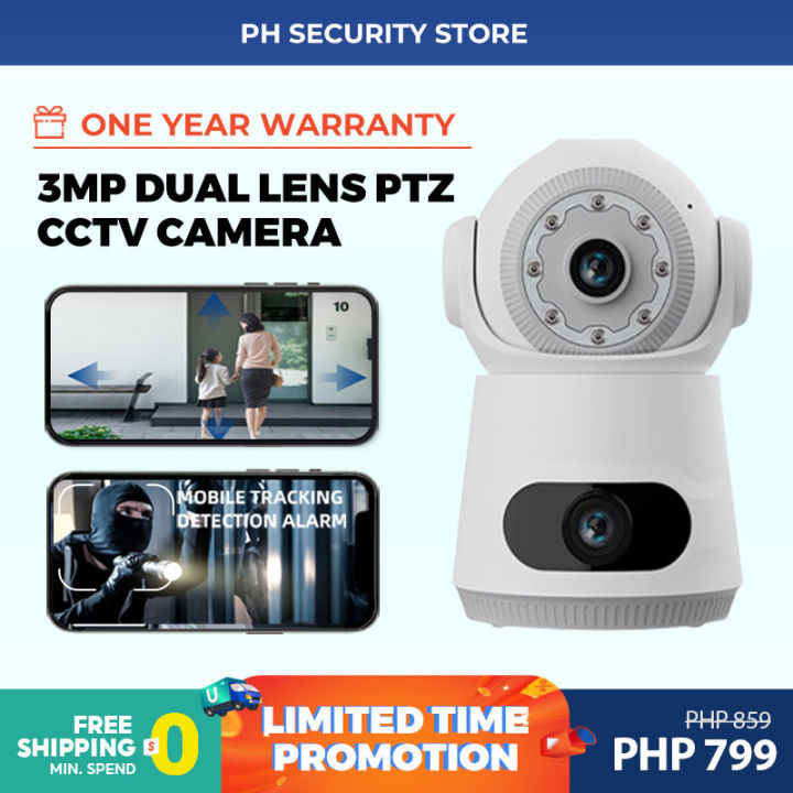 3MP Indoor Dual Lens CCTV Camera WiFi Connect To Cellphone With Voice ...