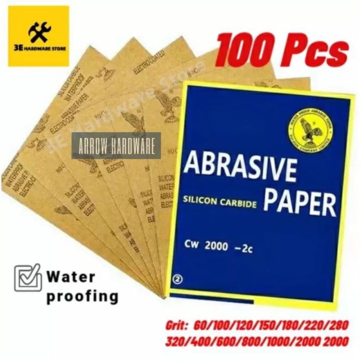 Imported 100 Sheets Abrasive Sandpaper Waterproof Grinding Paper (14 ...