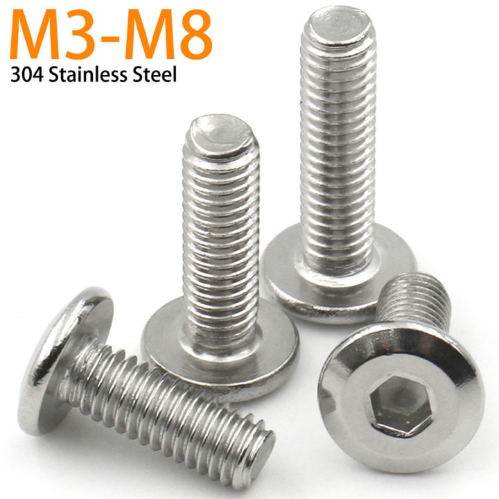 50 / 10 / 5 M3 M4 M5 M6 M8 304 Stainless Steel Flat Hex Hexagon Large Furniture Socket Rivet ...