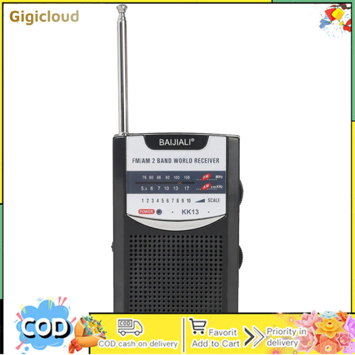 AM FM Radio Battery Operated Portable Pocket Radio Telescopic Antenna ...