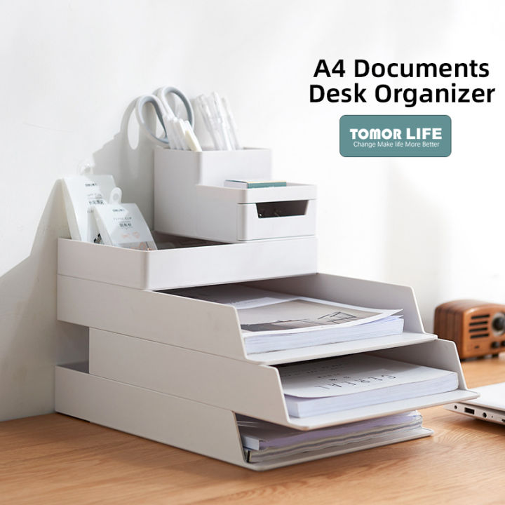 Tomor Life Multipurpose Stackable A4 Document Organizer Pen Holder File ...