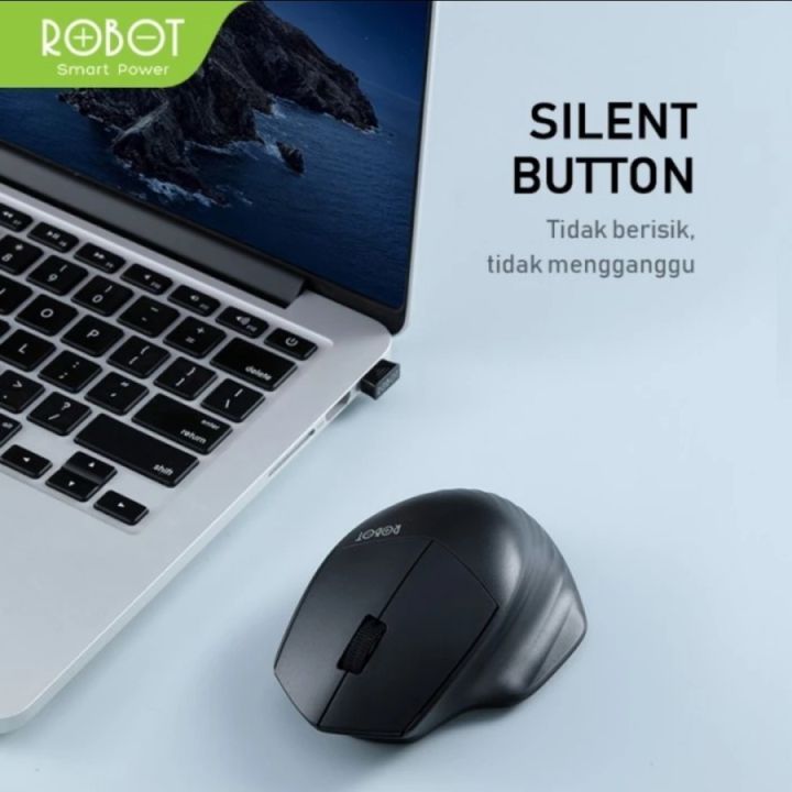 Mouse Wireless Robot M350 Silent Click dengan Receiver USB & Bluetooth ...