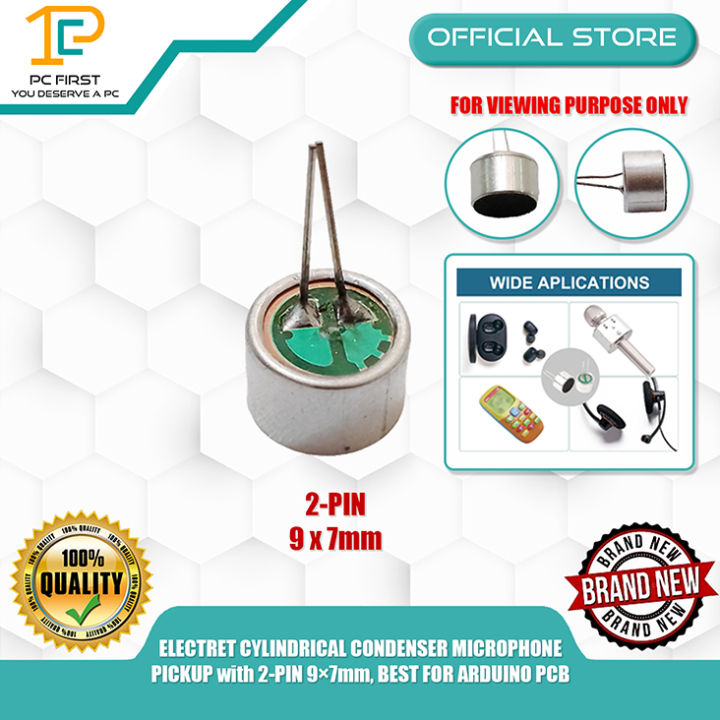 PC FIRST ELECTRET CYLINDRICAL CONDENSER MICROPHONE PICKUP with 2-PIN 9× ...
