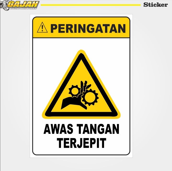 Stiker Label Peringatan Awas Tangan Terjepit / Stiker Safety / Stiker ...