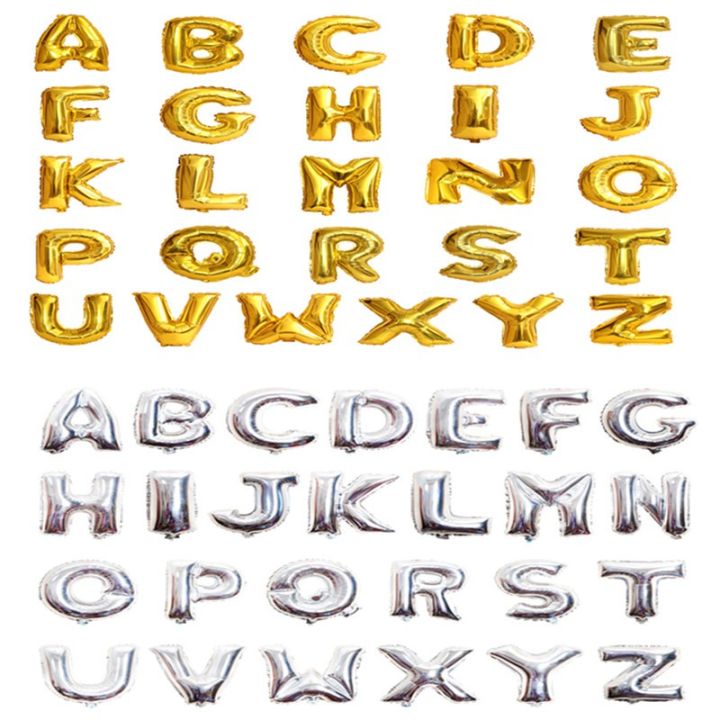 Gold Silver 16 inch Letter Foil Balloons DIY Name Letter Balloon ...