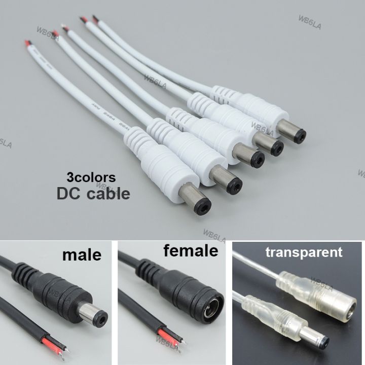 White transparent DC Male Female Power supply Plug Cable Wire pigtail ...