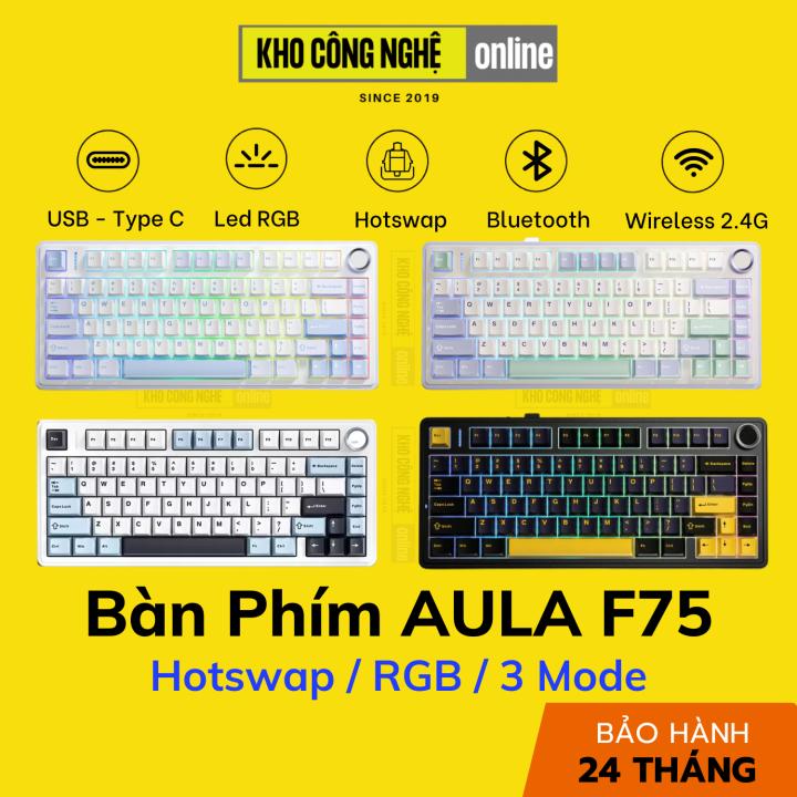 AULA F75 - Bàn Phím Cơ AULA F75 có Hotswap, Led RGB, Kết Nối 3 Mode ...
