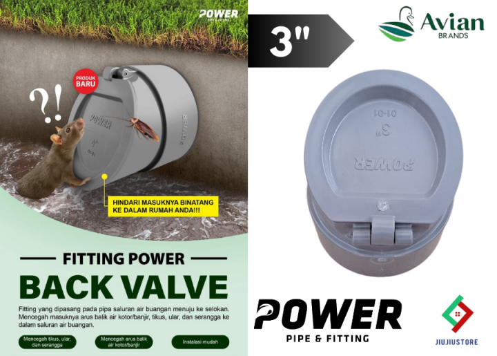 BACK FLOW VALVE 3" POWER BACK VALVE 3 IN TUTUP PIPA ANTI TIKUS 3 INCH ...