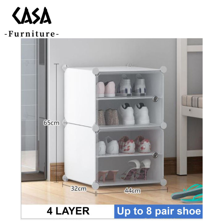 CASA Rak kasut Transparent Shoe Storage Box DIY Plastic Shoe Rack ...