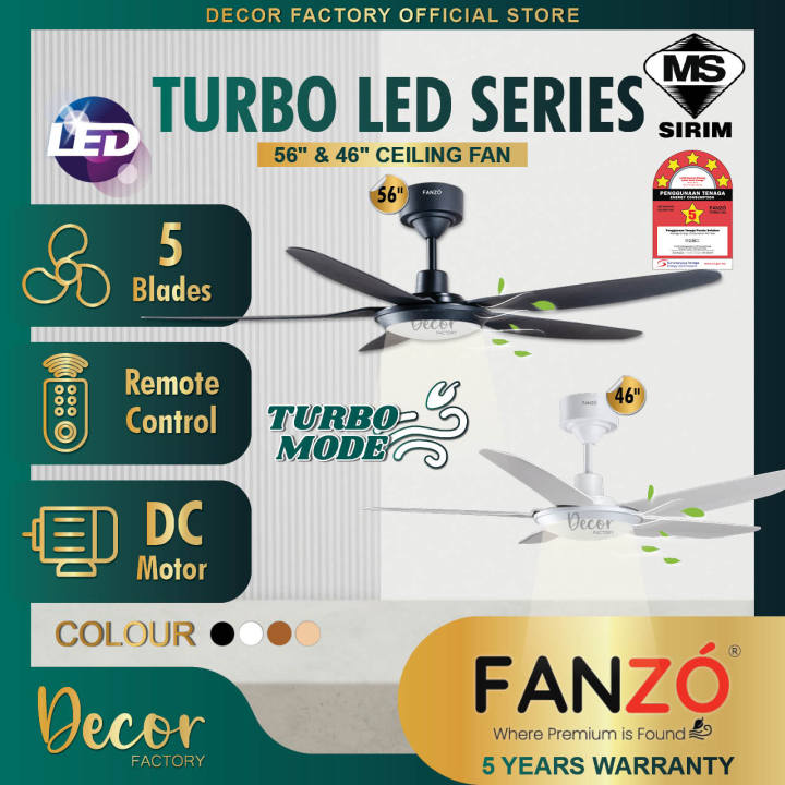 [NEW] FANZÓ Fan FANZO TURBO LED Series 56" 46" 5 Blades 14 Speed DC ...