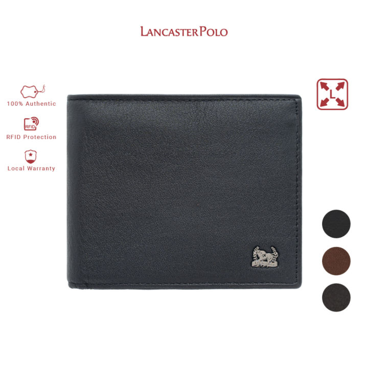 Lancaster Polo Top Grain Leather Bi-Fold RFID Blocking Wallet For Man ...