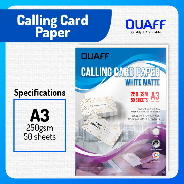 QUAFF Calling Card Paper 250GSM A3（29x420mm）White(matte)(50sheet/pack ...