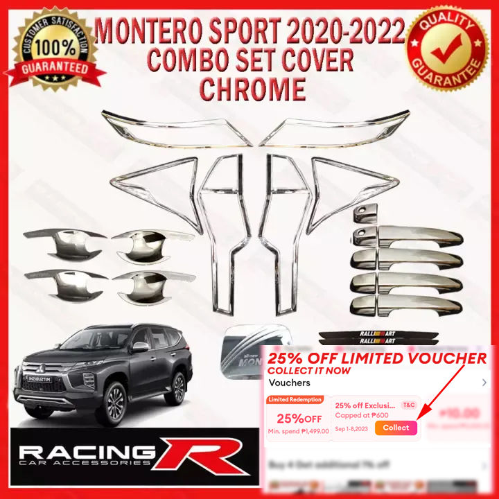 All New Montero Sport 2020 to 2024 GLX Garnish Cover Combo Set Chrome ...