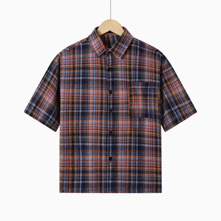 HUILISHI X MANNERED Plaid Box Fit Polo for Men Crop Top Boxy Shirts ...