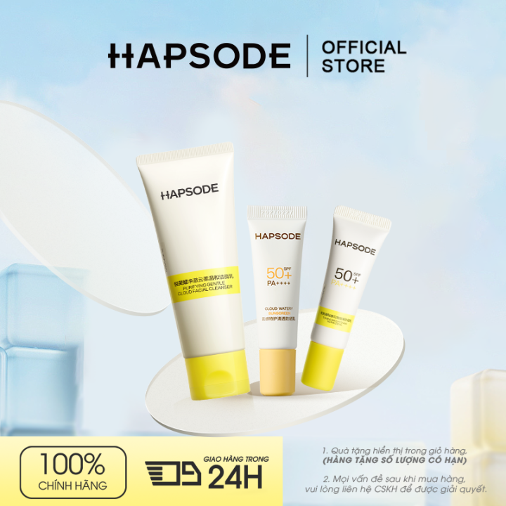 Sữa rửa mặt dịu nhẹ Hapsode 20g, Kem chống nắng đặc biệt Hapsode 10g và Kem chống nắng nâng tone ...