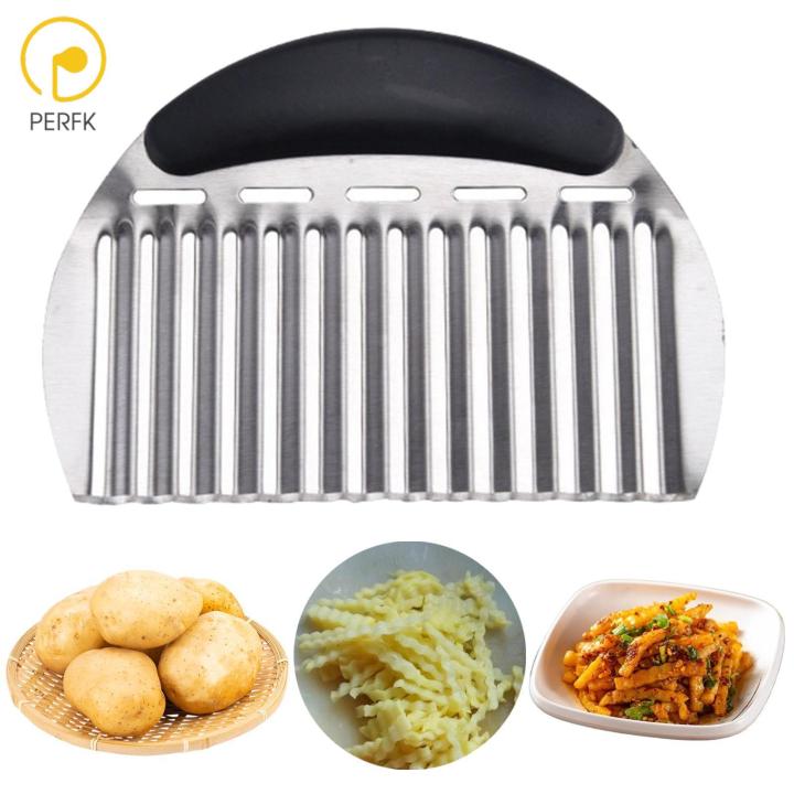 Perfk Potato Crinkle Cutter Wavy Cutter for Veggies Manual Wavy Chopper ...