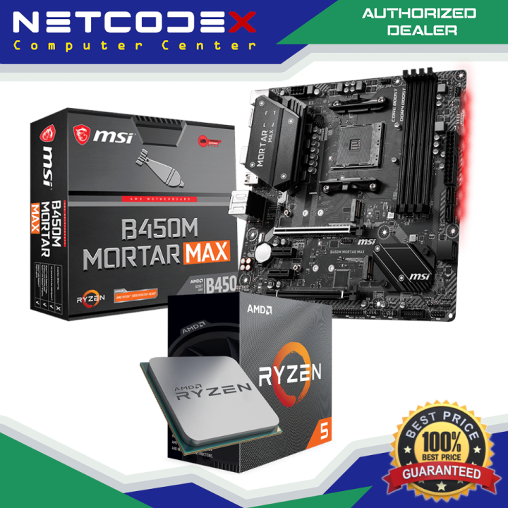 AMD RYZEN 5 3600 + MSI B450M Mortar Max Bundle | 6-Core 3.6 GHz (4.2 ...