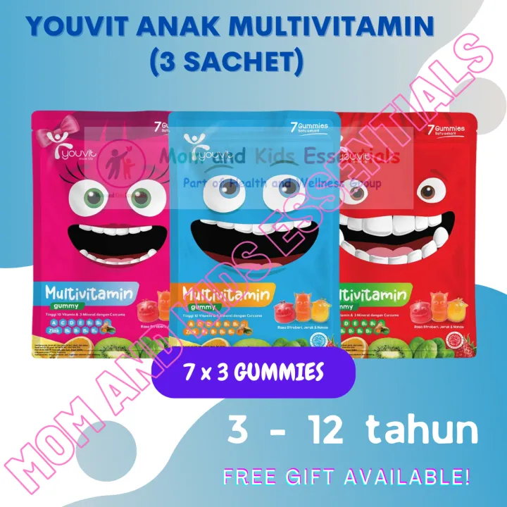 YOUVIT MULTIVITAMIN ANAK 1/2 BOX 21 GUMMY 3 SACHET JELLY VIT KUNYAH ...