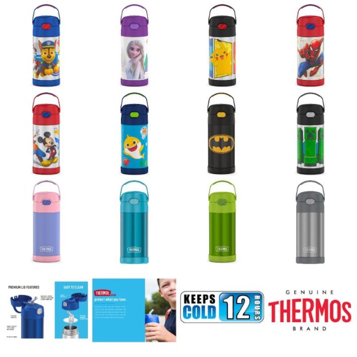 【A Boutique】 Authentic Thermos Funtainer 12oz Stainless Steel Kids Straw Water Bottle Disney ...