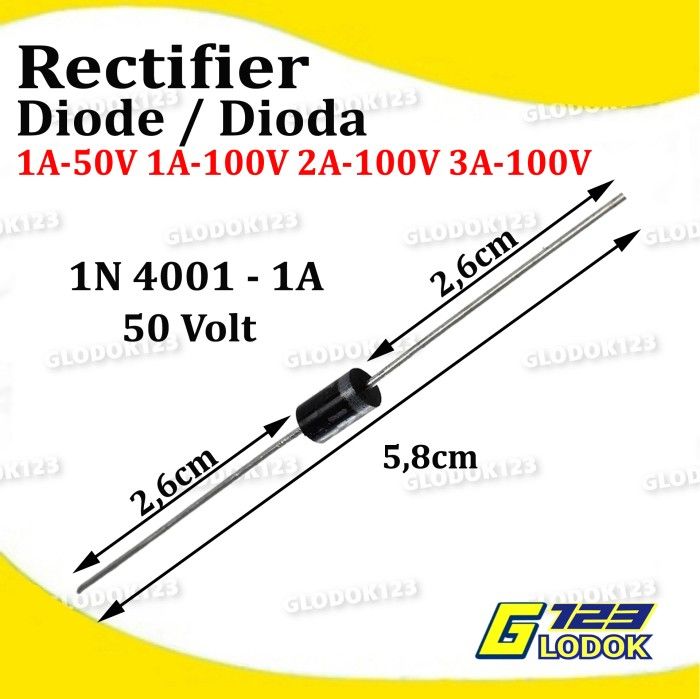 Dioda Diode Rectrifier DIP IN4001 1N4001 1N IN 4001 1A 50V - 100pcs ...