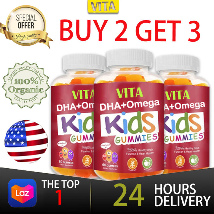 OMEGA + DHA for Kids Gummies Zinc Probiotics for Brain Development ...