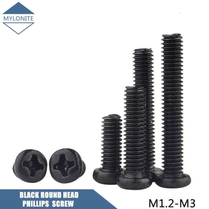 Small Size Black Zinc Phillips Round Head Screw M1 M1.2 M1.4 M1.6 M2 M2 ...