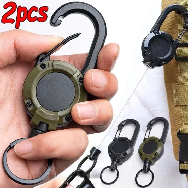 2pcs Heavy Duty Retractable Pull Badges ID Reel Carabiner Key Chain ...