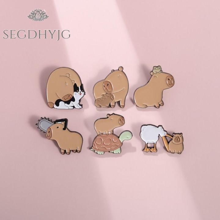 SEGDHYJG Cute Capybara Brooch Turtle Cat Animals Pins Mini Pufferfish ...