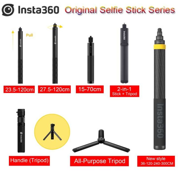 【CW】Insta360 New Version 3m Ultra-long Extended Edition Carbon Fiber Selfie Stick monopod For ...