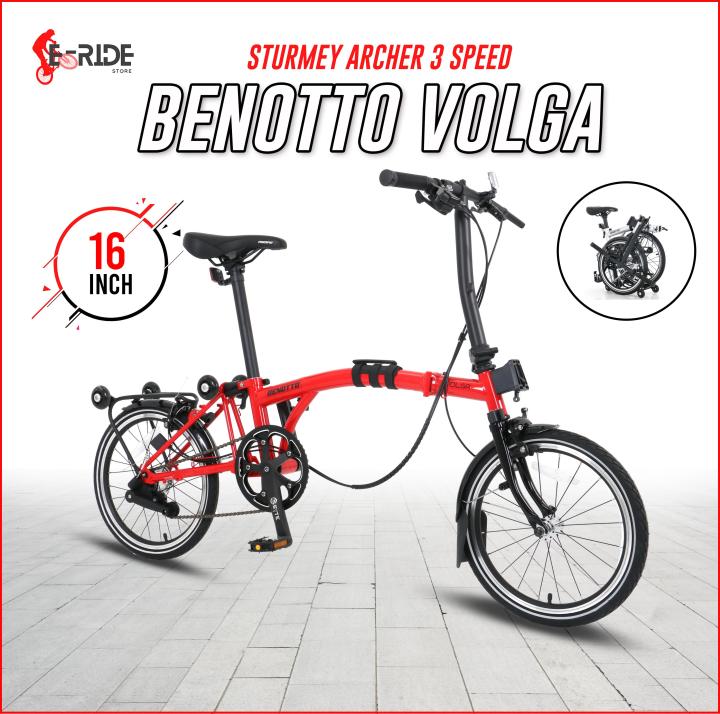 BENOTTO VOLGA 16" TriFold STURMEY ARCHER 3 Speed Chromoly Steel Folding Bike / Basikal Lipat ...