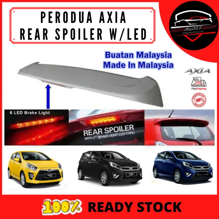 Perodua Axia Spoiler (With Paint & LED) 2014 2015 2016 2017 2018 2019 ...