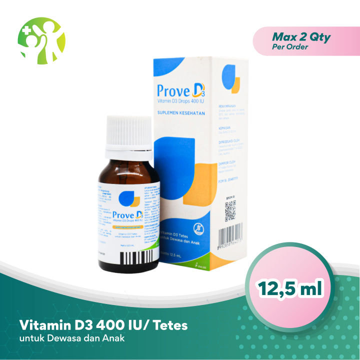 Prove D3 Drop - Vitamin D3 400 IU Tetes 12.5 ml untuk Dewasa dan Anak ...