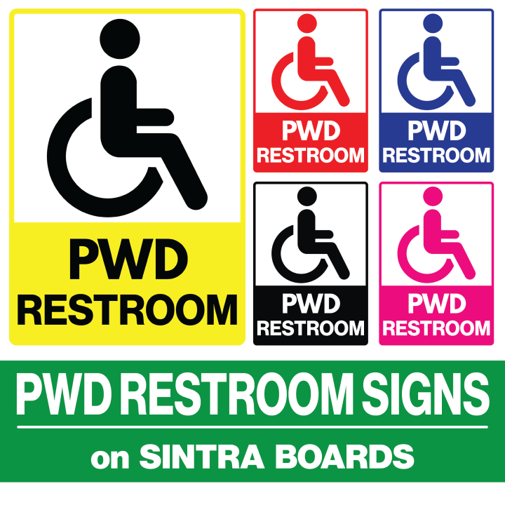 PWD Persons With Disability Restroom Door Signs on Sintra Boards Safety ...