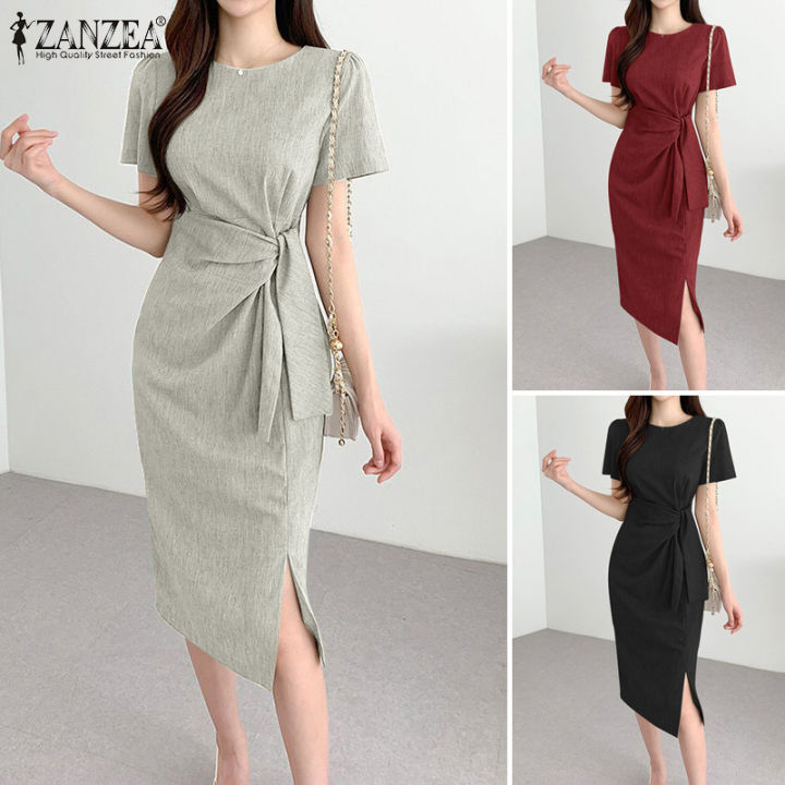 Esolo ZANZEA Korean Style Women Business Office Midi Dresses Office ...