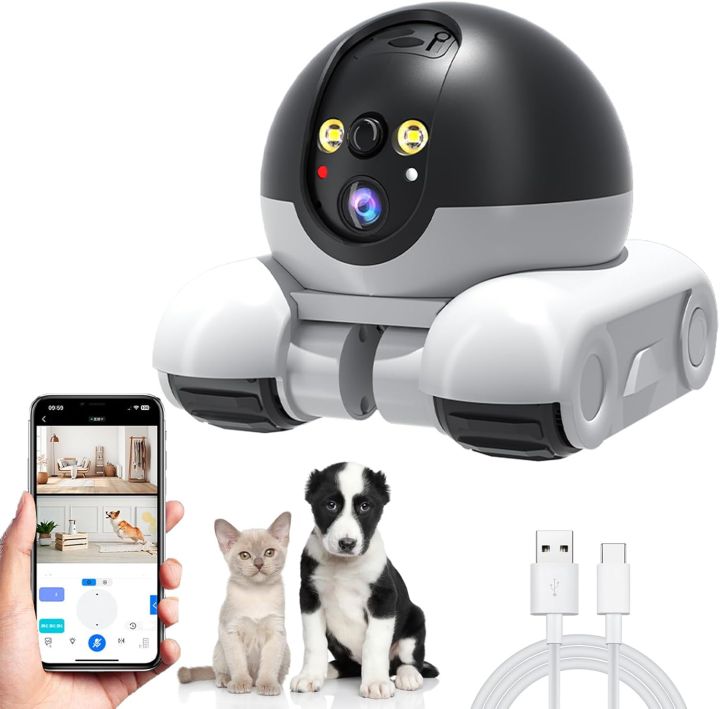 Pet Camera Home Security Camera,1080P Indoor Movable Cameras,2 Way Talk ...