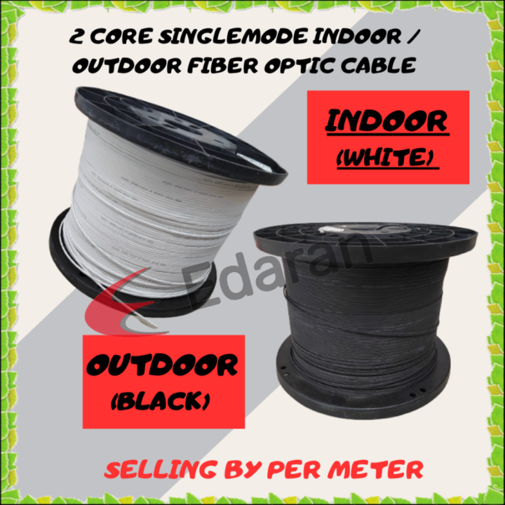 BLACK (OUTDOOR) AND WHITE (INDOOR) 2 CORE FIBER OPTIC CABLE | Lazada
