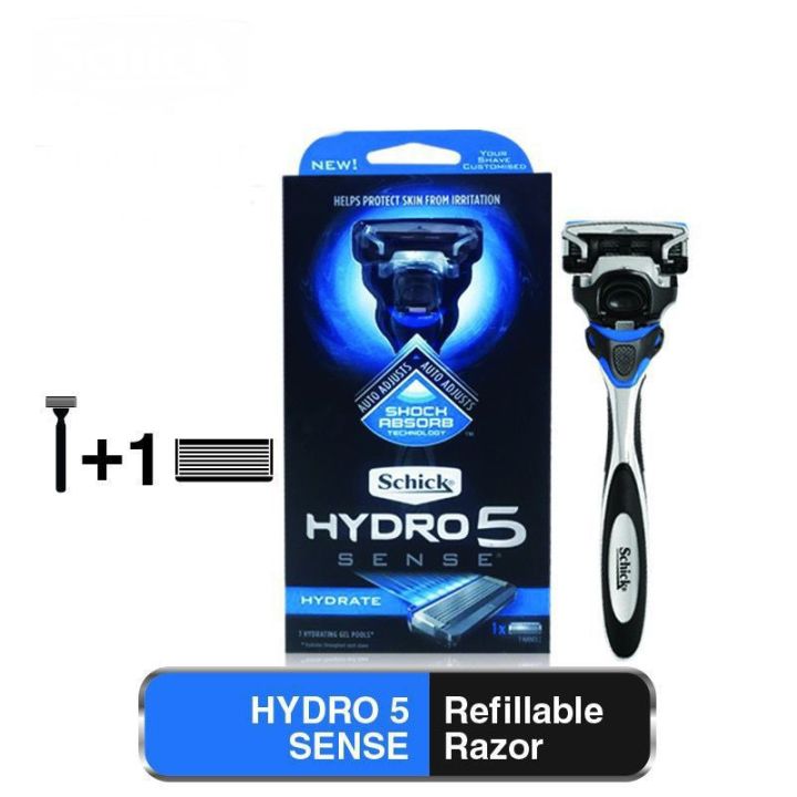 Schick Hydro 5 Sense Hydrate Razor 1 Handle + 1 Cartridge Auto Adjust ...