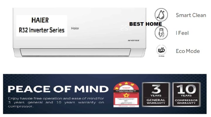 Haier Air-Conditioner R32 Inverter Wall Mount (1.0HP/1.5HP/2.0HP/2.5HP ...