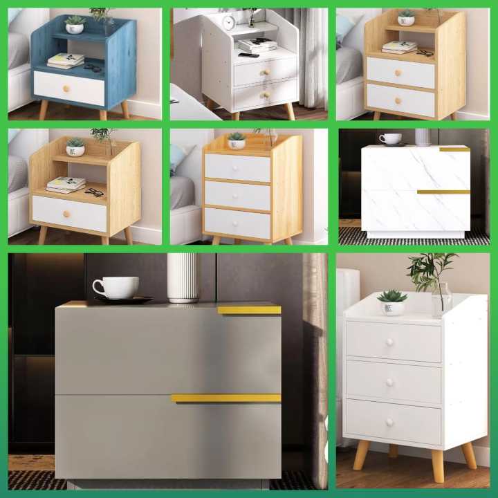 STS Bedside Tables Wood Night Stand with Drawers and Open Shelf, Sofa ...